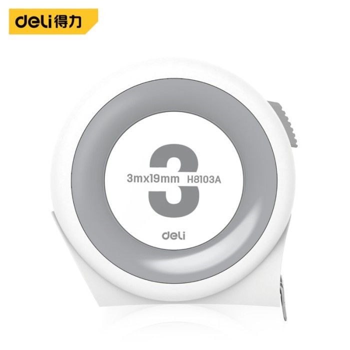 Jual Deli White Tape Measure/ Meteran Tukang Putih 3-5M Kunci Manual ...