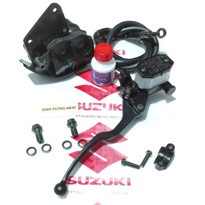 Jual Selang Rem + master Rem set Atas kanan + kaliper depan Suzuki Thunder 125 Old/new | Shopee ...
