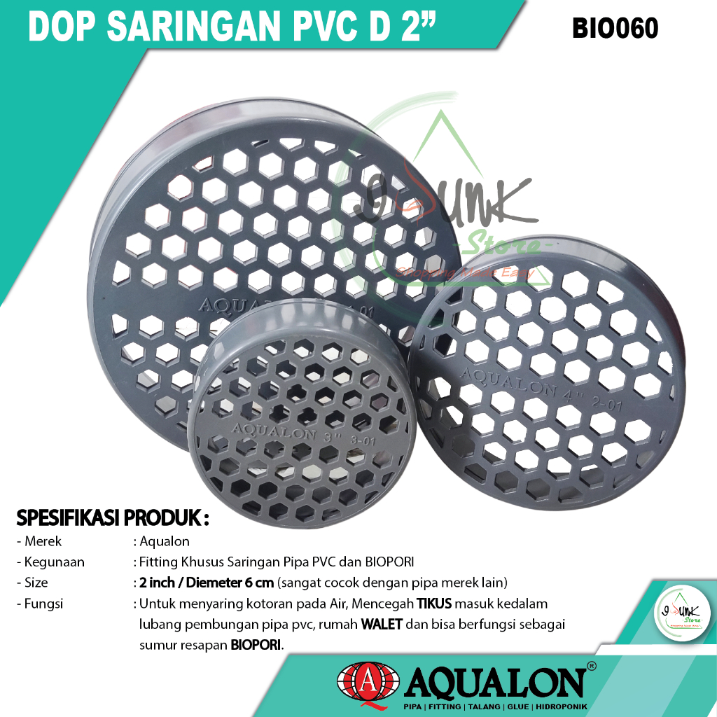 Jual Dop Saringan Pipa PVC D 2" inch / Tutup Bolong / Cap Biopori - AQUALON | Shopee Indonesia
