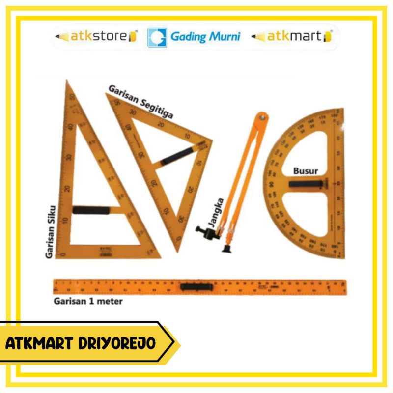Jual V TEC RULER ARC PENGGARIS 100CM, BUSUR DERAJAT, SEGITIGA SIKU SAMA ...