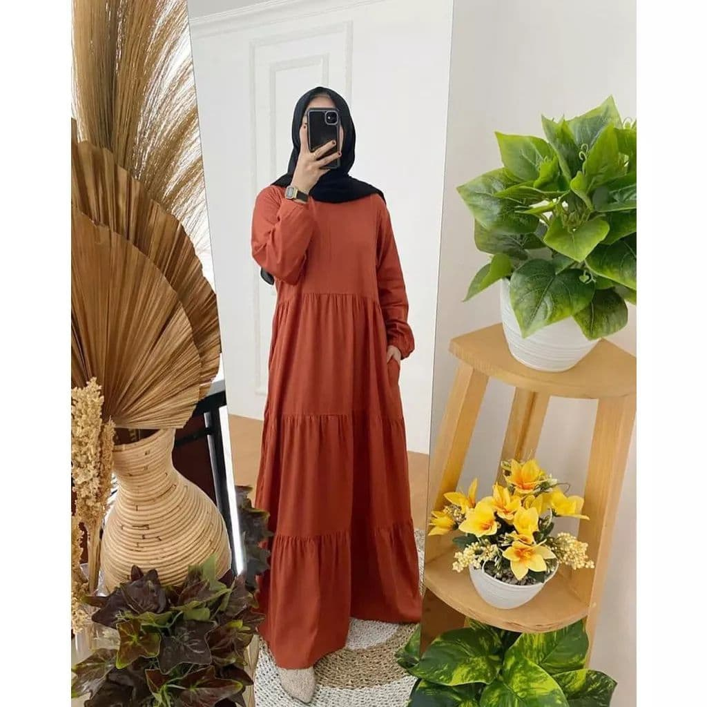 Jual Gamis Jumbo Susun Polos Ld 120 110 Bahan Katun Rayon Premium Hanum Dress Muslim Maxy ...