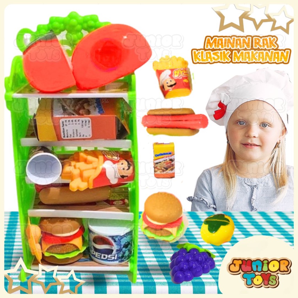 Jual Mainan Anak Perempuan Rak Masak Masakan Makanan Aneka Fast Food ...