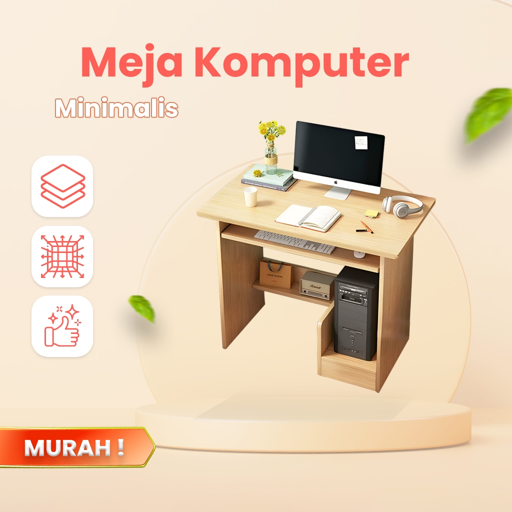 Jual ORANGE - Meja Komputer Dengan Rak PC Baki Keyboard Laci ...