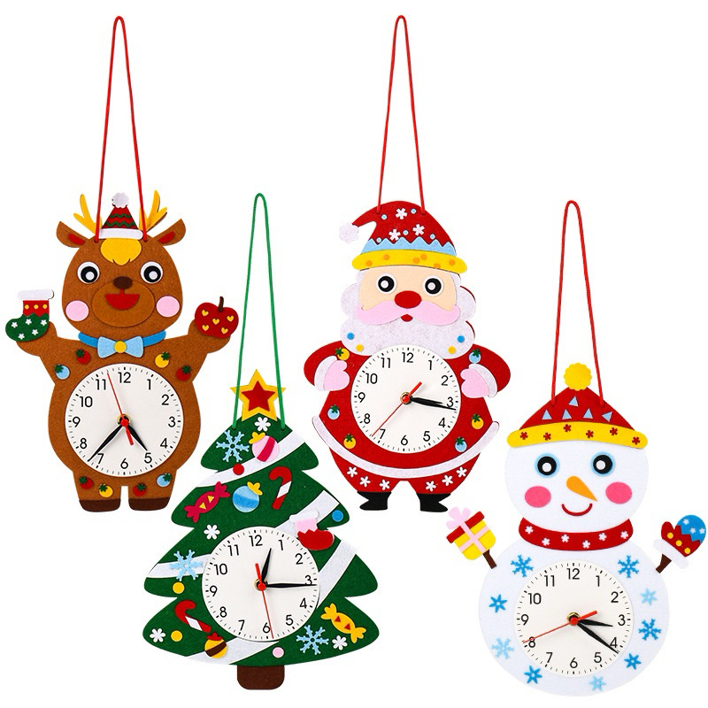 Jual DIY JAM GANTUNG FELT FLANEL NATAL HEWAN KENDARAAN JAM DINDING JAM ...