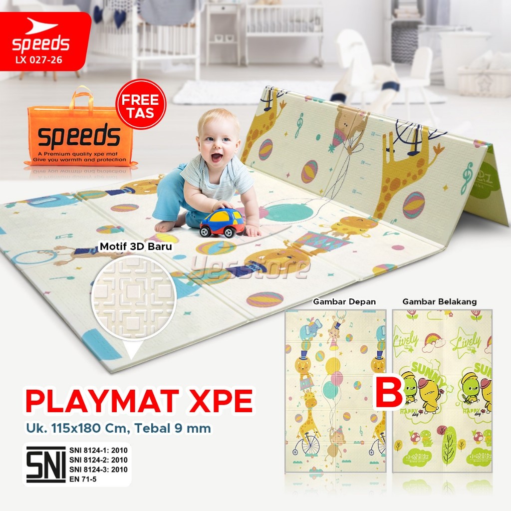 Jual SPEEDS SNI Playmate Bayi Karpet Lipat Playmat Matras 115x180cm 9mm ...