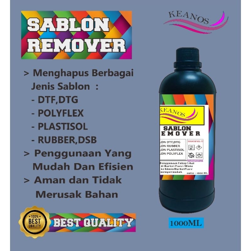 Jual ( 1000ML / 1 L ) PENGHAPUS SABLON (SABLON REMOVER) 1000ML/1L ...