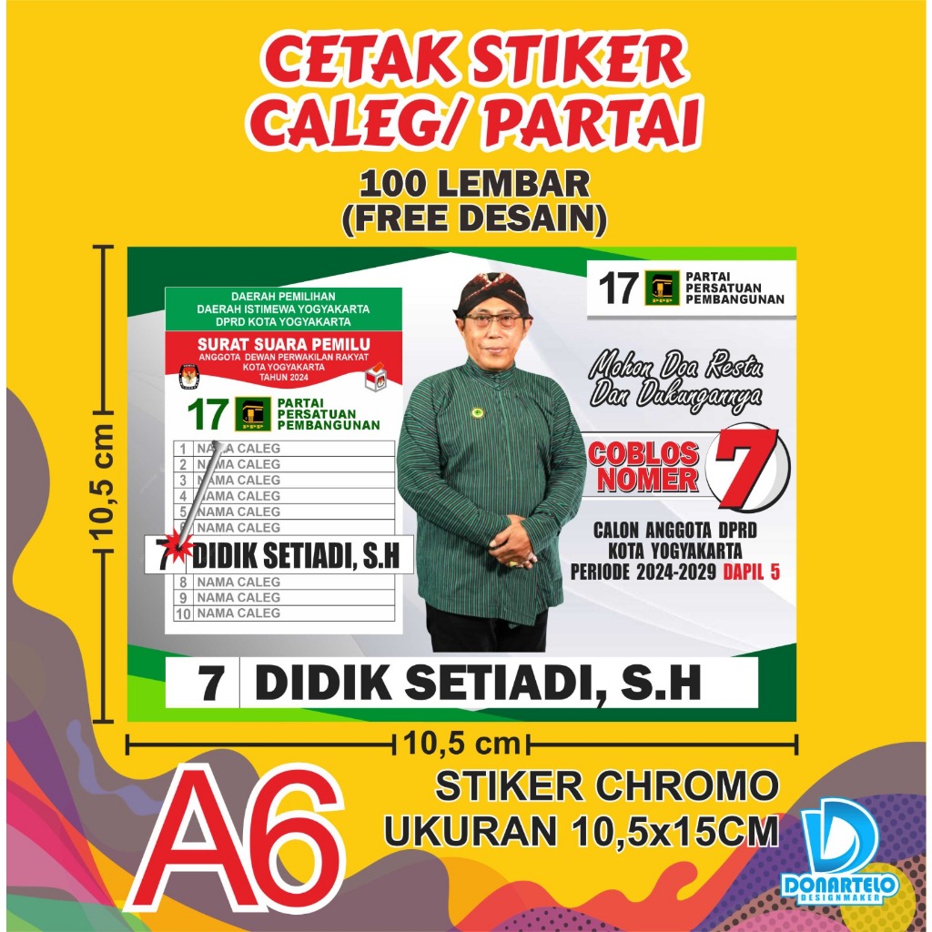 Jual STIKER CALEG 2024 ISI 100PCS FREE DESAIN | Shopee Indonesia