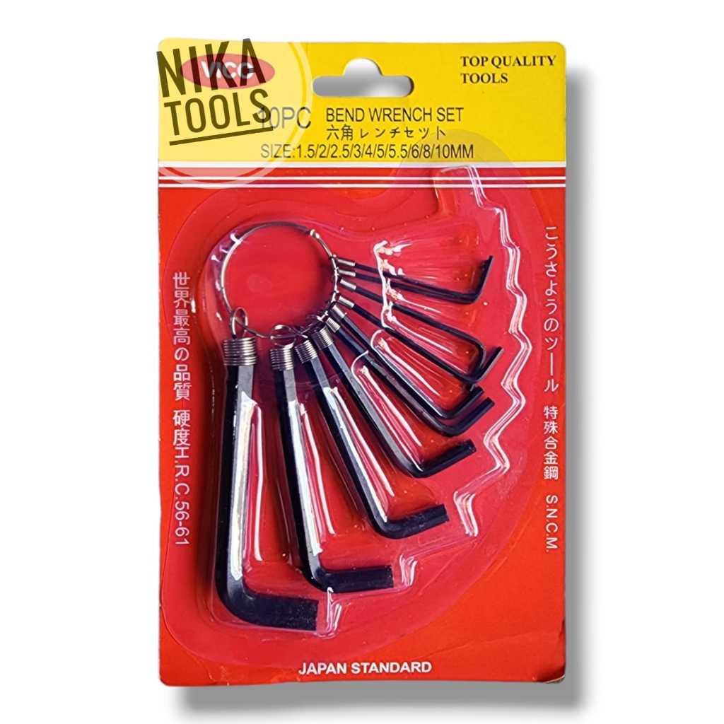 Jual Kunci L Set Isi 10 Hex Key Ring 2 Warna Hitam & Silver | Shopee ...