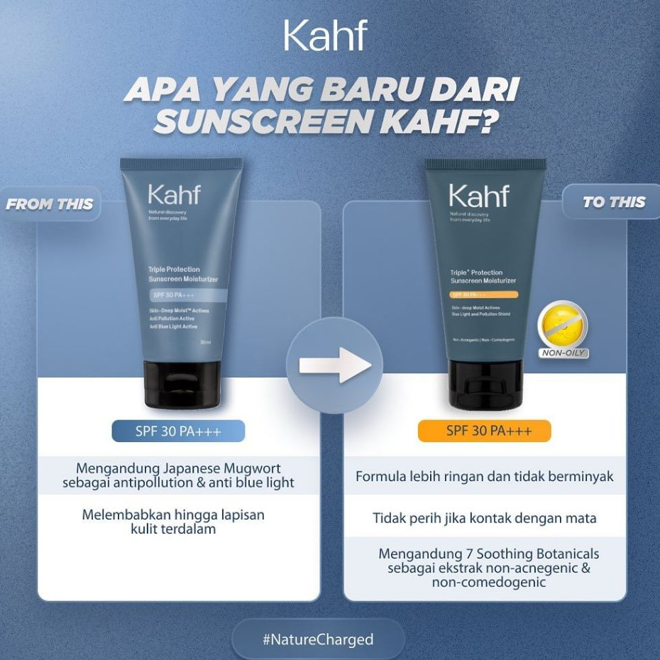 Jual KAHF Triple Protection Sunscreen Moisturizer SPF 30 PA+++ 30ML ...