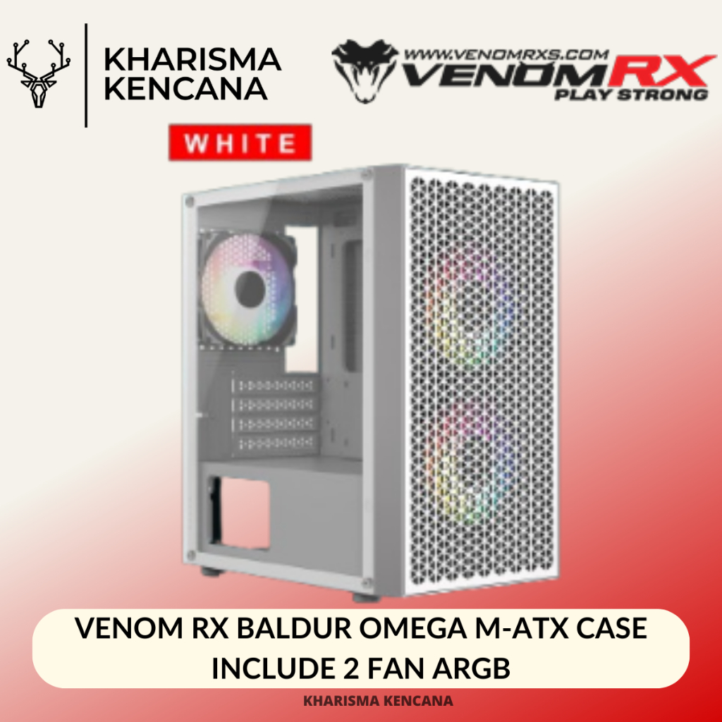 Jual VENOM RX BALDUR OMEGA WHITE M-ATX CASE INCLUDE 2 FAN ARGB | Shopee ...