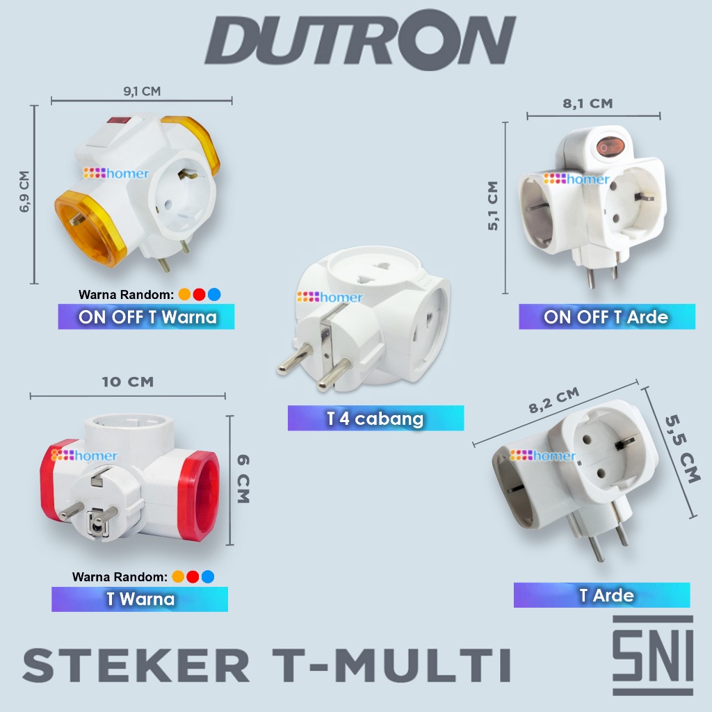 Jual DUTRON Colokan Steker T Multi Arde sambungan listrik stop kontak ...