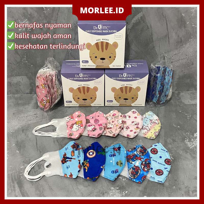 Jual MASKER ANAK DUCKBILL MOTIF KARTUN 3 PLY ISI 50PCS MASK KIDS 3PLY ...
