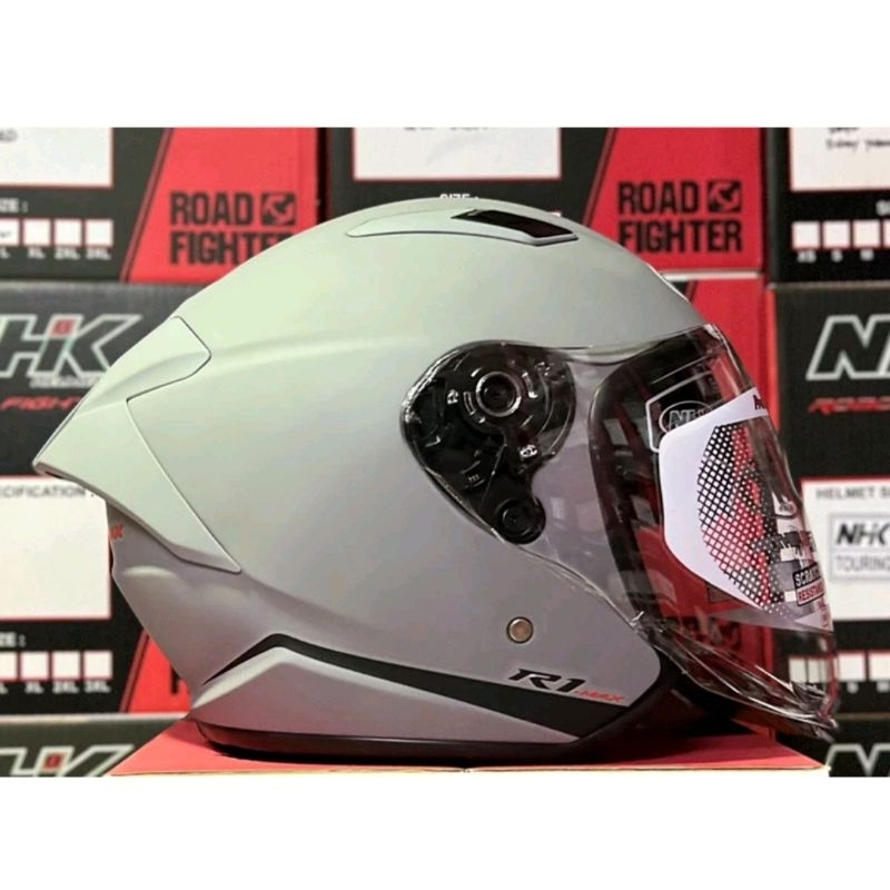 Jual NHK R1 MAX GREY DOFF ORIGINAL | DOUBLE VISOR | HELM MOTOR HALF ...