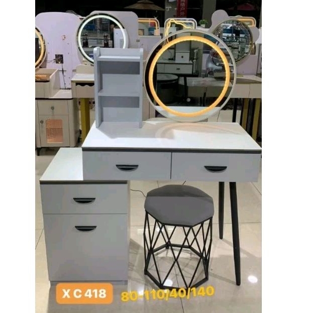 Jual Import Meja Rias Minimalis Kaca Bulat Set Lengkap Kursi | Shopee ...