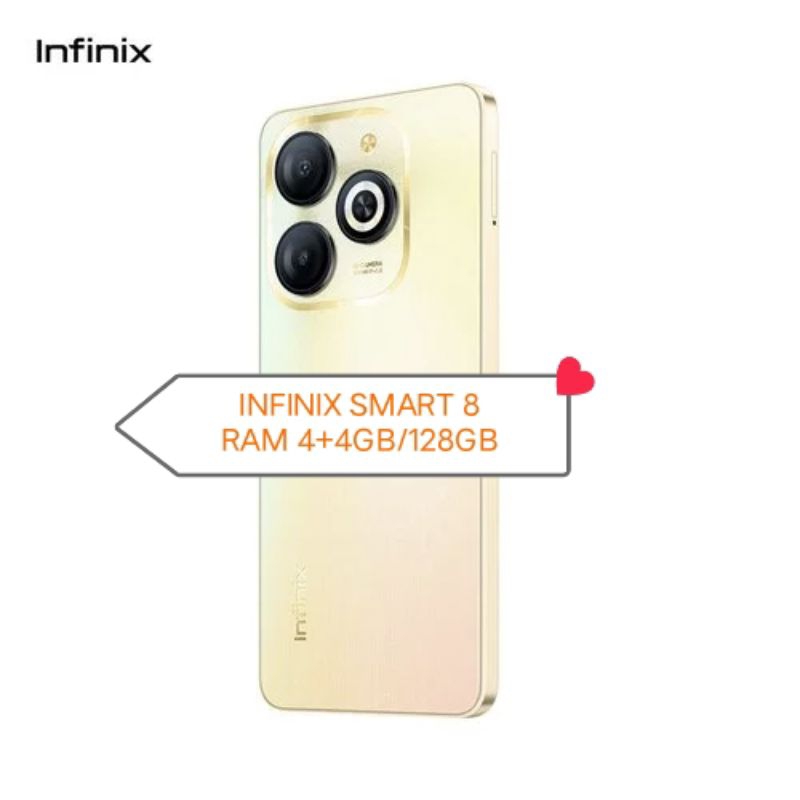 Jual INFINIX SMART 8 GOLD - UP TO 8GB EXTENDED RAM , 90HZ MAGIC RING PUCH HOLE DISPLAY , UNISOC ...