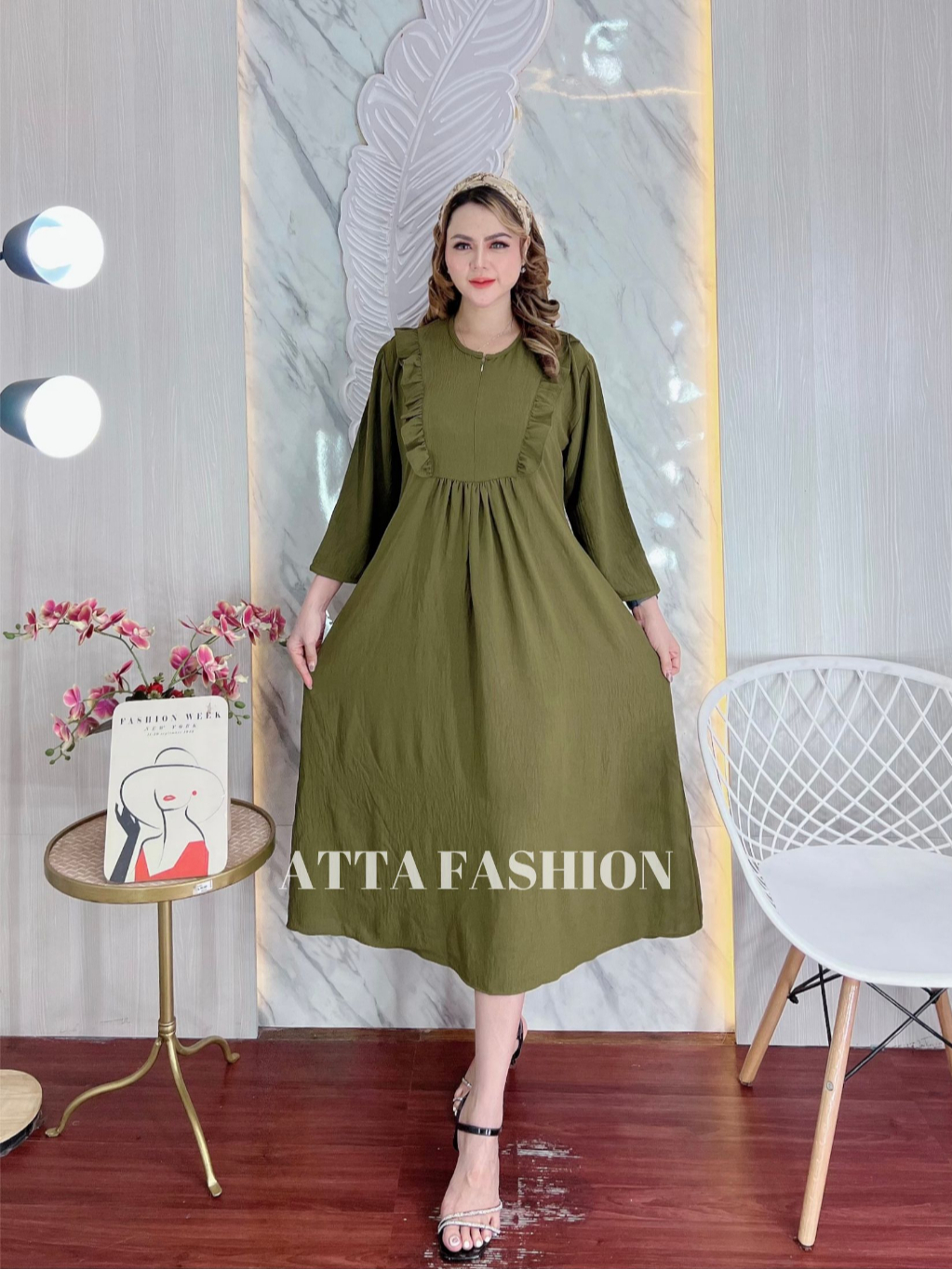 Jual Tasya Midi Dress Korean Style Crinkle Airflow Premium | Shopee ...