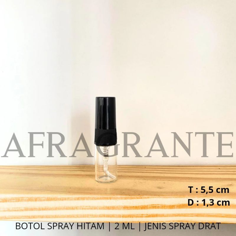 Jual botol kaca spray 2 ml hitam tutup plastik- botol parfum travel ...