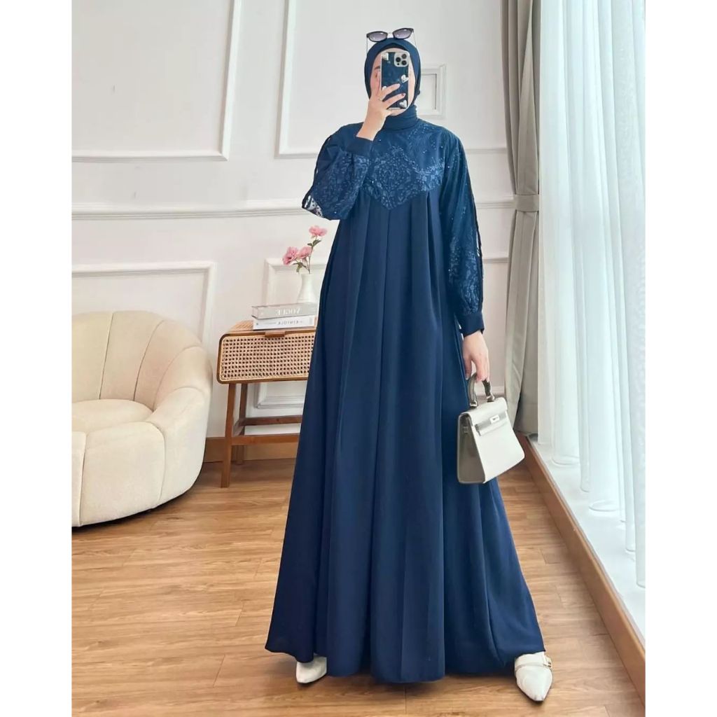 Jual (S/ML/XL/XXL) AGHNIA MAXI DRESS GAMIS CERUTY BABYDOLL PREMIUM ...
