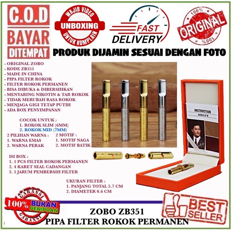 Jual ZOBO ZB351 PIPA FILTER SARINGAN ASAP PERMANEN KHUSUS 7MM DAN 6MM | Shopee Indonesia