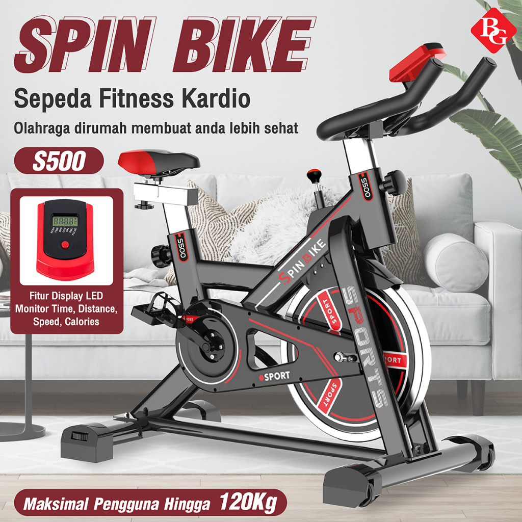 Jual BG SPORT Sepeda Statis Display LED Tes Detak Jantung Spinning Bike ...