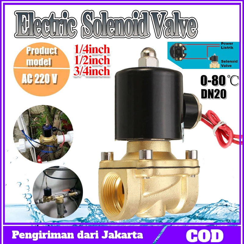 Jual 【siap】220V Katup Solenoid Listrik Katup Solenoid Air 1/4 Inci 1/2 ...