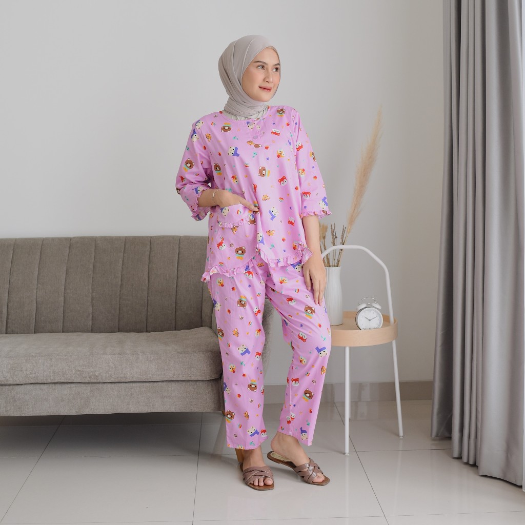 Jual Sunly Baju Tidur | Piyama Set Wanita | Homewear Katun Premium LD ...