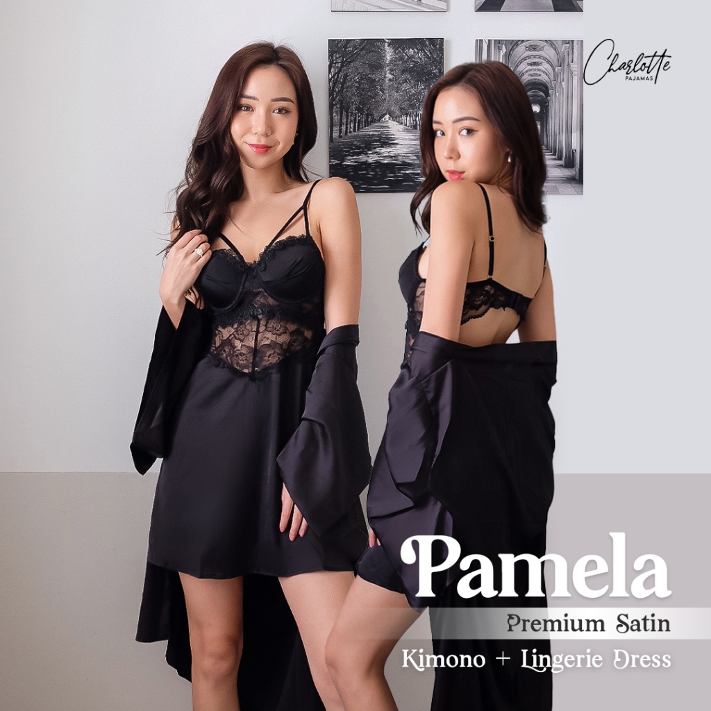 Jual CHARLOTTE - Pamela set 2in1 Lingerie Dress Outer Kimono Sexy Nightgown Seserahan Premium ...