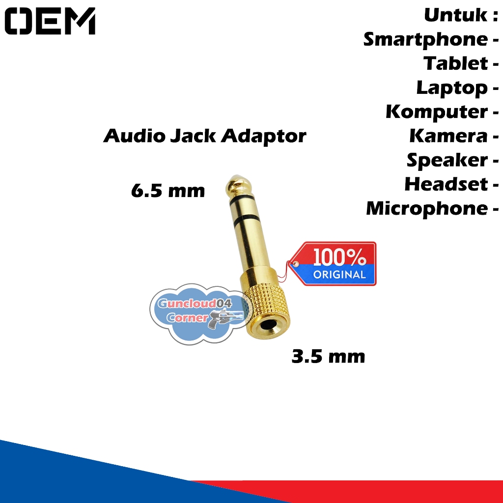 Jual PJ1652 Audio Jack Adaptor 3.5 mm to 6.5 mm Colokan Converter ...