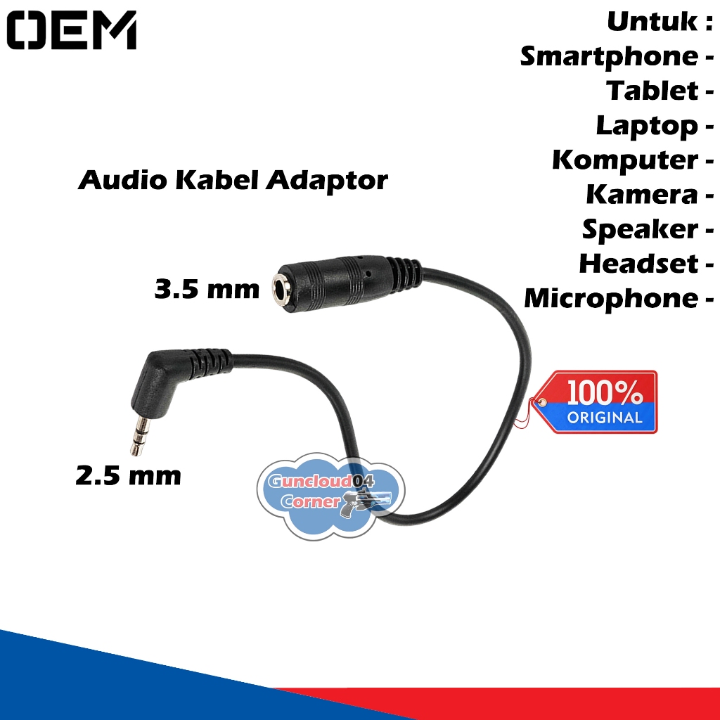 Jual L44 Audio Jack Cable 3.5 mm to 2.5 mm Kabel Colokan Converter ...