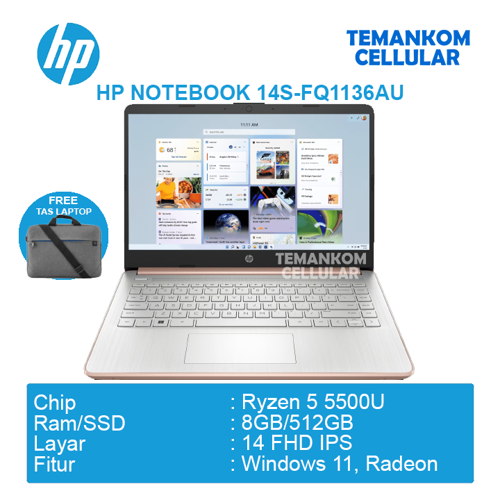 Jual Laptop HP 14s fq1136AU AMD Ryzen 5-5500U RAM 8GB SSD 512GB ...
