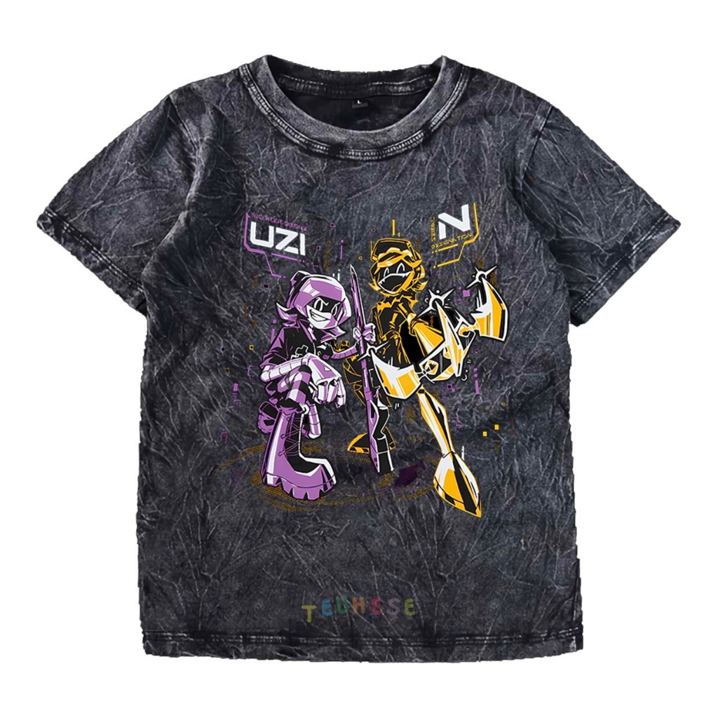 Jual (FREE NAMA) baju kaos atasan washed anak motif karakter UZI AND N ...