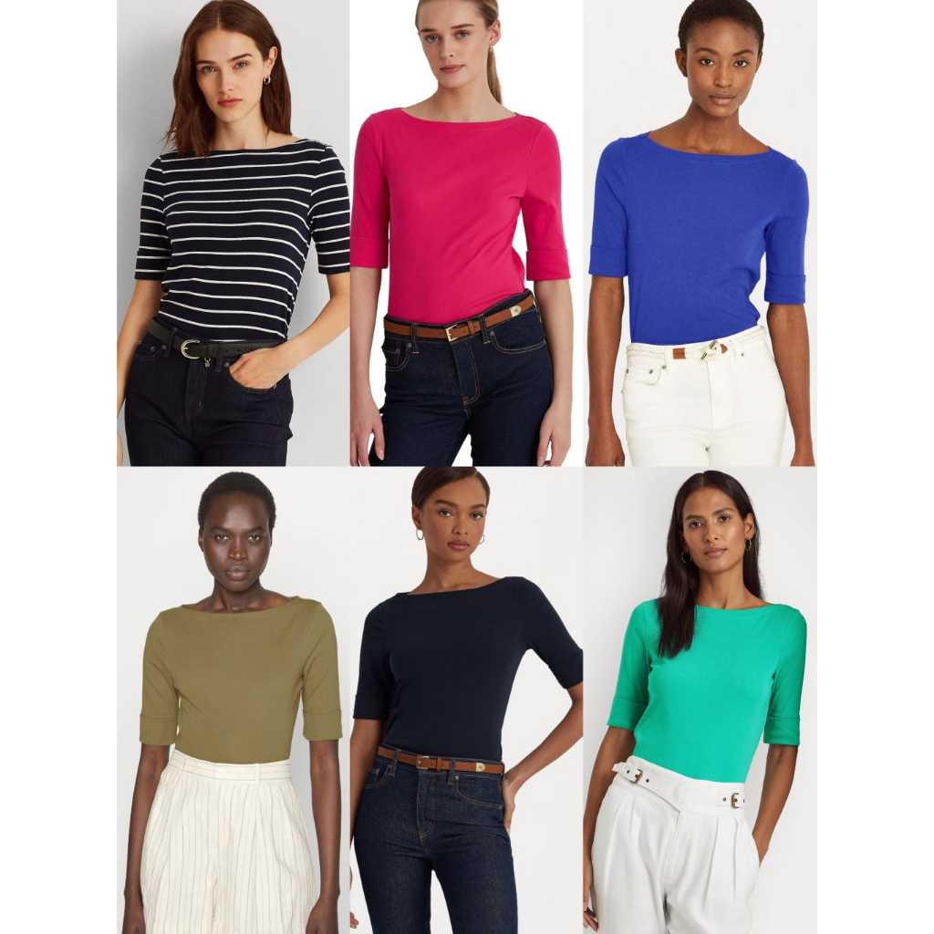 Jual LAUREN Ralph Lauren Elbow-Sleeve Top LRL - 4540 | Shopee Indonesia