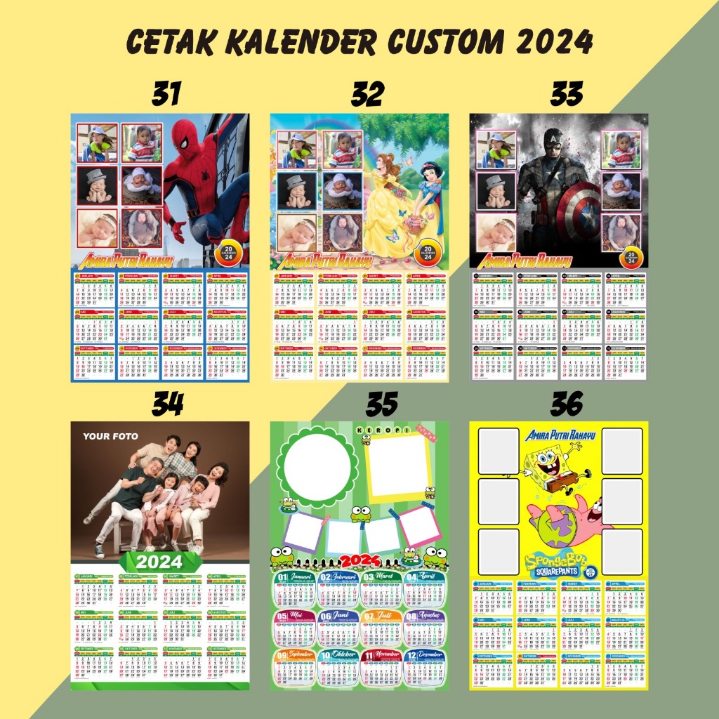 Jual KALENDER CUSTOM 2024 1 PLY 12 BULAN | Shopee Indonesia