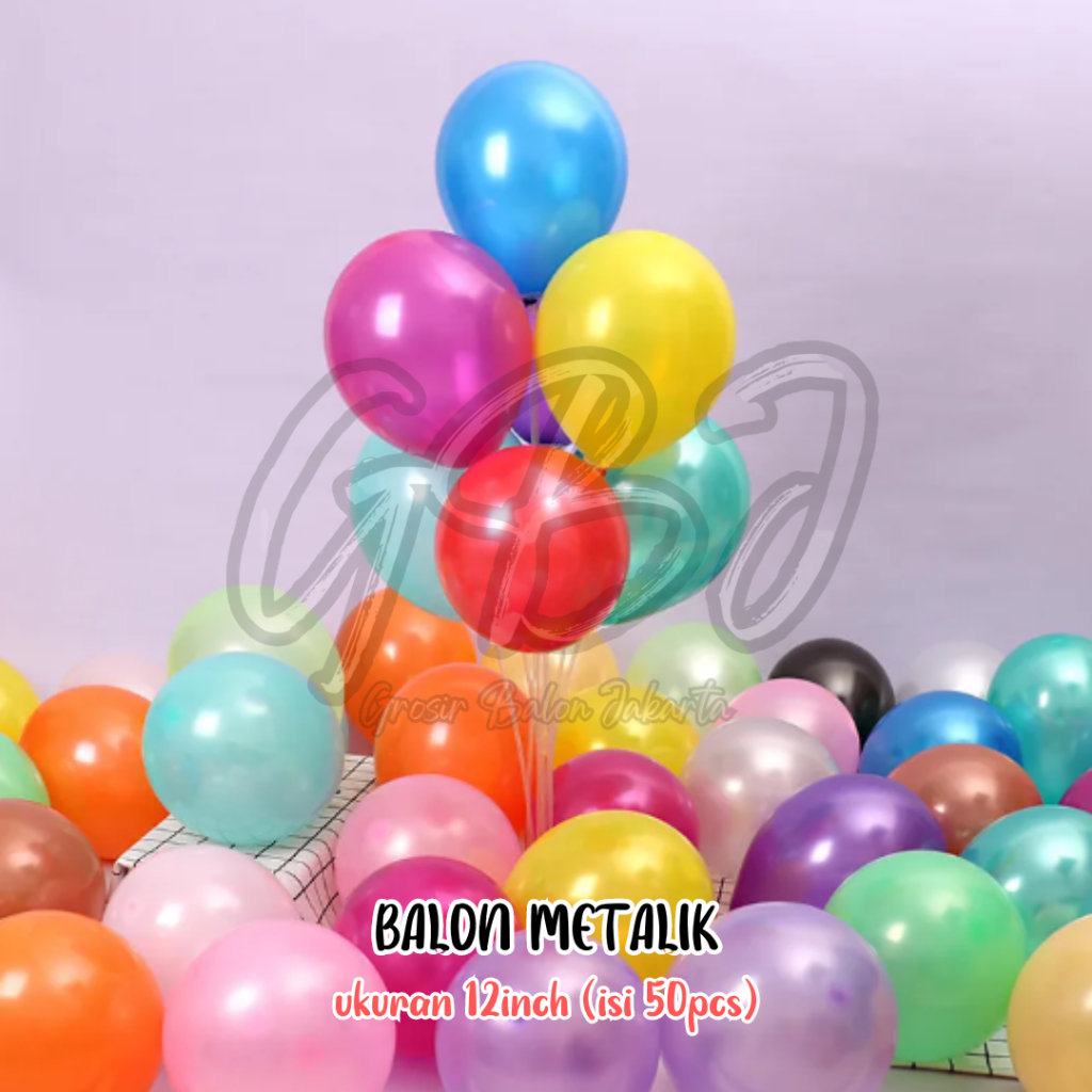Jual (GROSIR ISI 50PCS) Balon METALIK Latex Warna Mengkilap - 12 inch ...