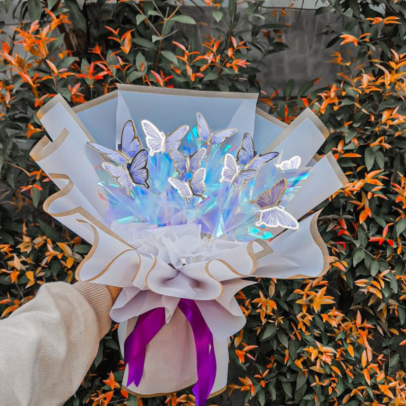 Jual (1 HARI JADI) BUKET KUPU KUPU LED/BUTTERFLY BOUQUET | Shopee Indonesia