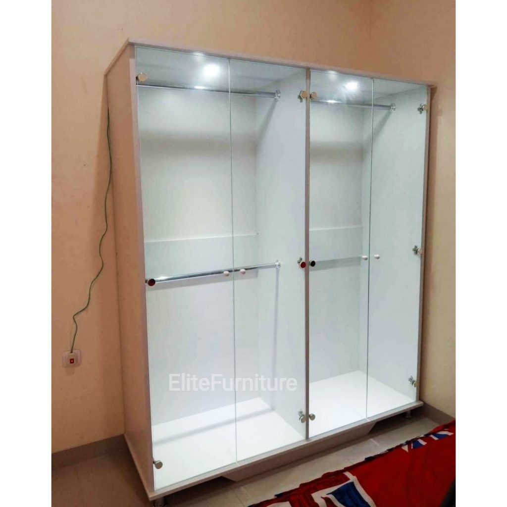 Jual Lemari Gamis 4 Gantungan Kaca , Lemari Baju Full Gantungan Putih ...