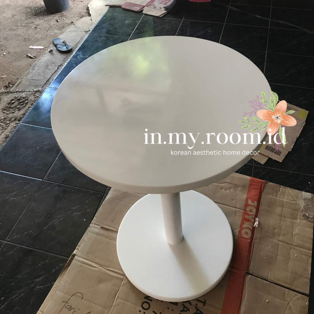 Jual KOREAN WHITE ROUND TABLE MEJA PUTIH BUNDAR | Shopee Indonesia