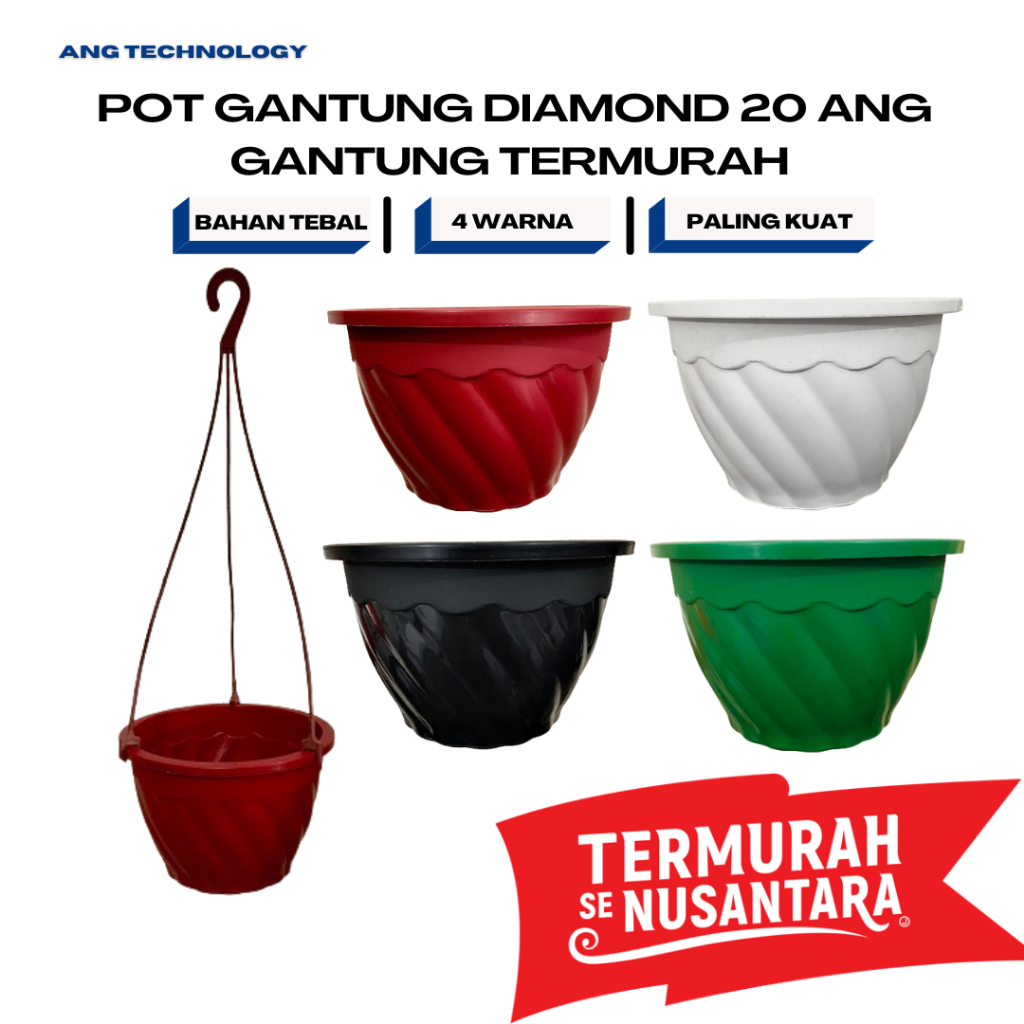 Jual Pot Gantung Diamond 20 ANG Pot Bunga Tanaman pumba Murah PUTIH ...