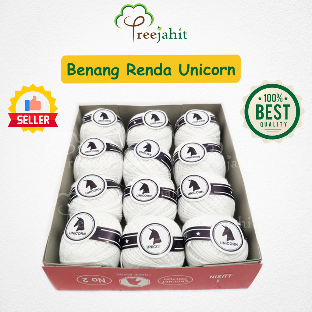 Jual Benang Rajut Renda No. 2 UNICORN 1 kotak isi 12 pcs | Shopee Indonesia