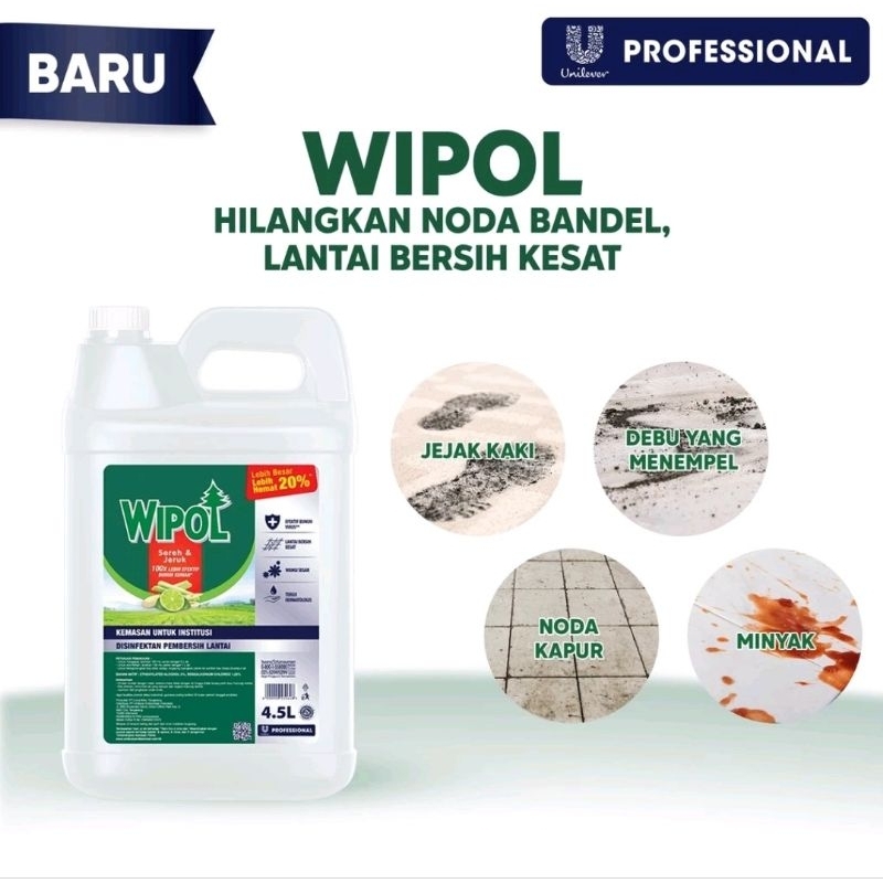 Jual Wipol karbol 4,5 Liter sereh. cairan disinfektan / pembersih ...