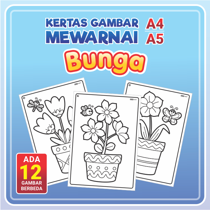 Jual Kertas Gambar Mewarnai A4 / A5 - BUNGA / Coloring Sheet Anak PAUD ...