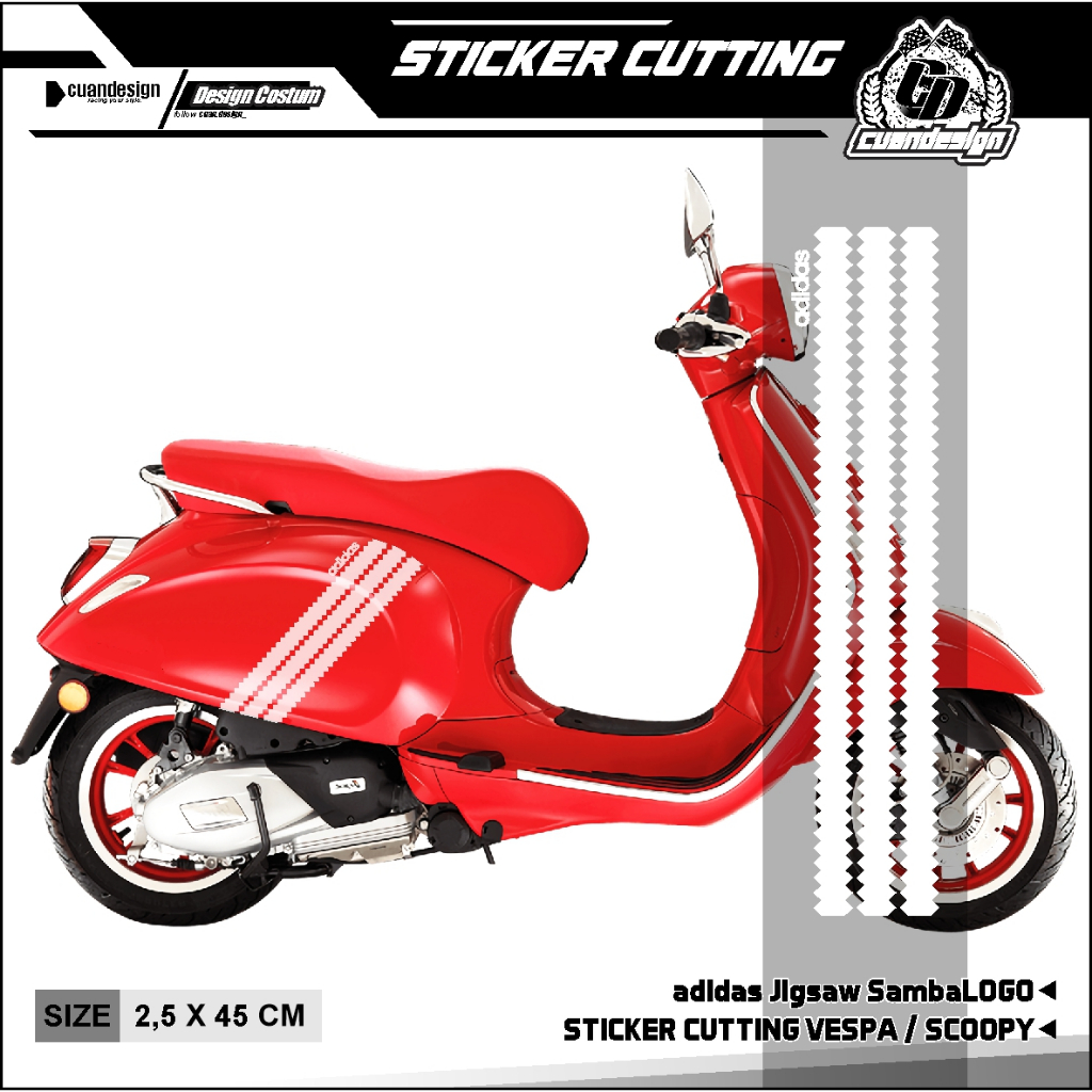 Jual STICKER STIKER DECAL STRIP MOTOR ADIDAS JIGSAW SAMBA VESPA SCOOPY ...