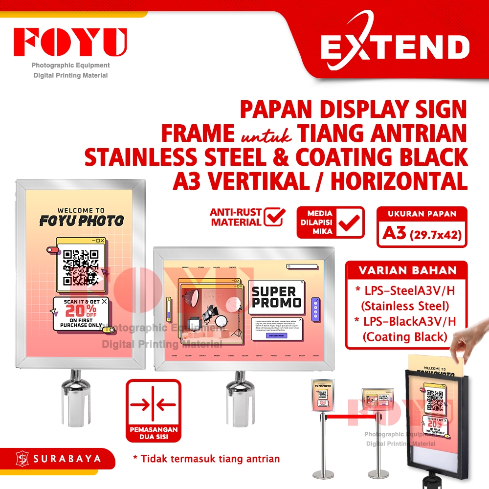 Jual Papan Display Sign Frame Tanda Board Banner Iklan Poster Untuk ...