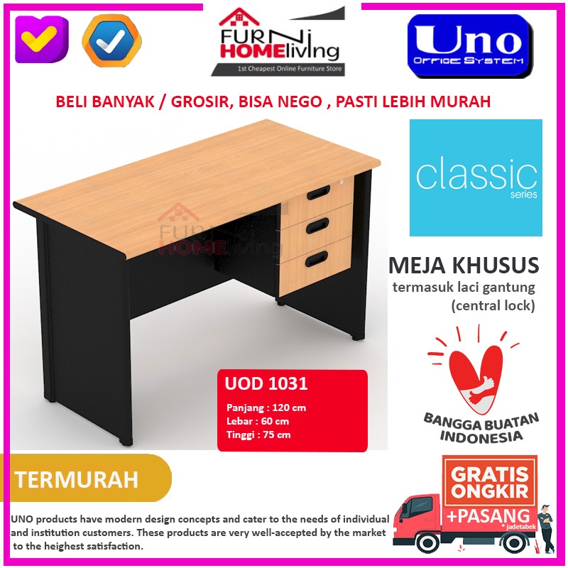 Jual UOD 1031 UNO Meja Tulis Meja Kerja Meja Kantor Laci 3 | Shopee ...
