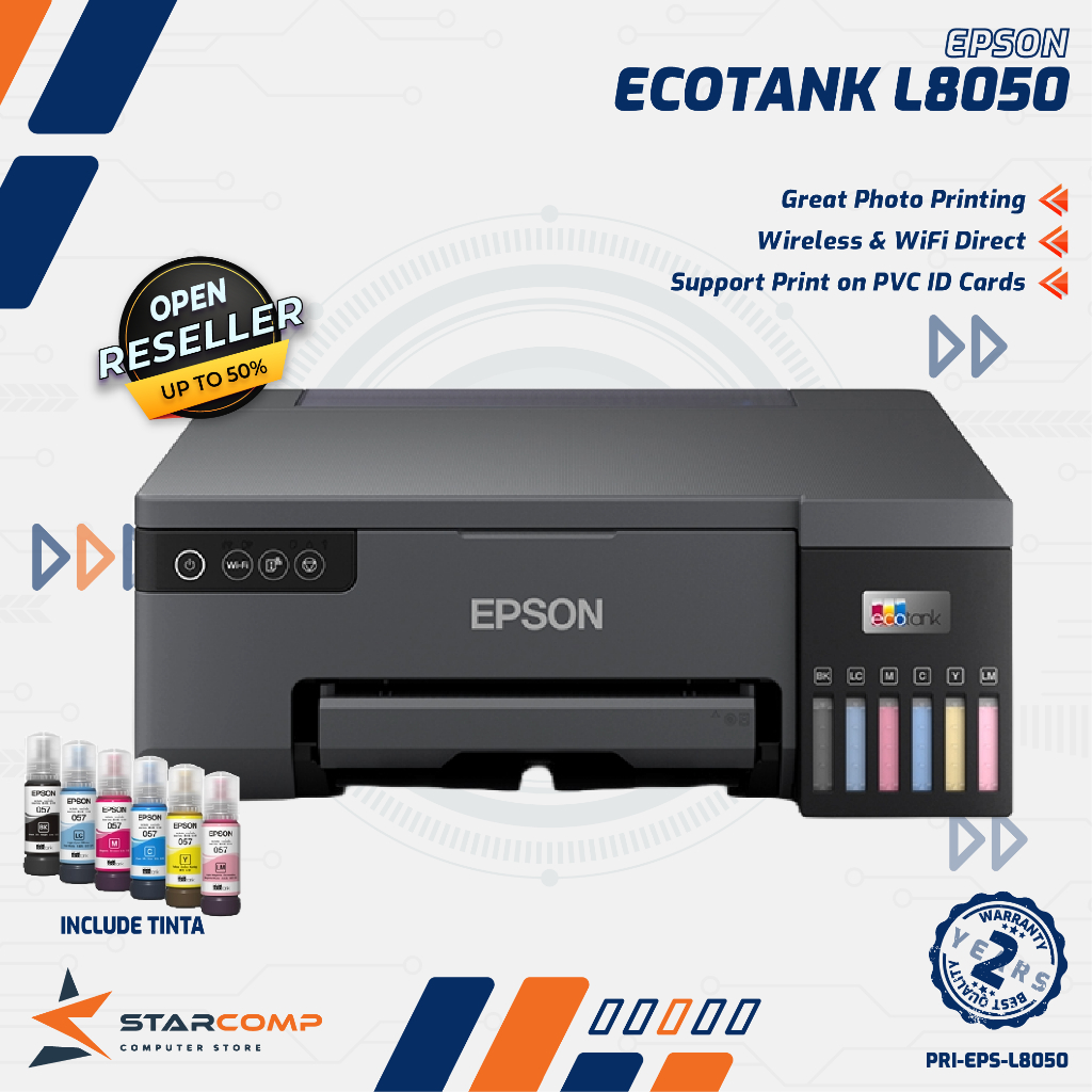 Jual Printer Epson EcoTank L8050 A4 Photo Printing PVC ID card CD DVD ...