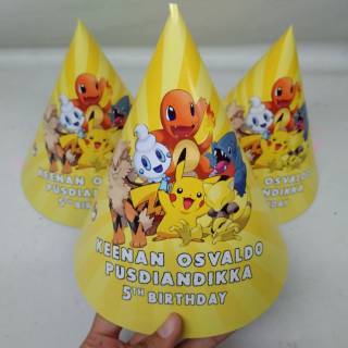 Jual topi kerucut pokemon / topi ultah pokemon / topi kerucut pokemon ...
