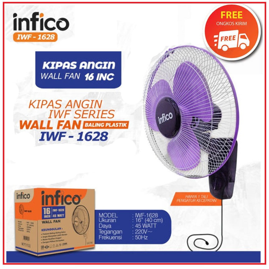 Jual KIPAS ANGIN DINDING INFICO 16 INCH IWF-1628 WALL FAN 16 INCH ...