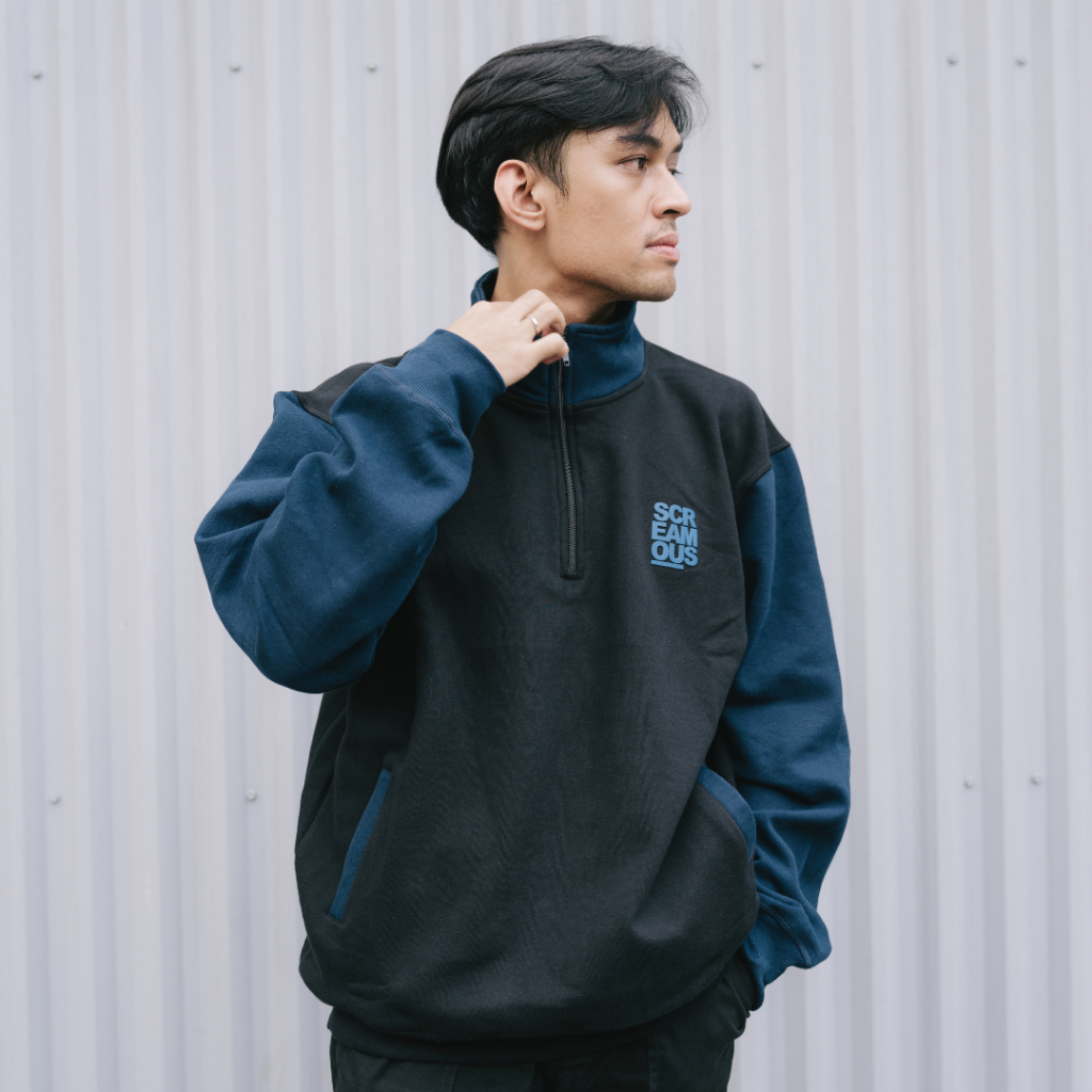 Jual Screamous Sweater Pria Halfzip GALLEN BLACK | Shopee Indonesia