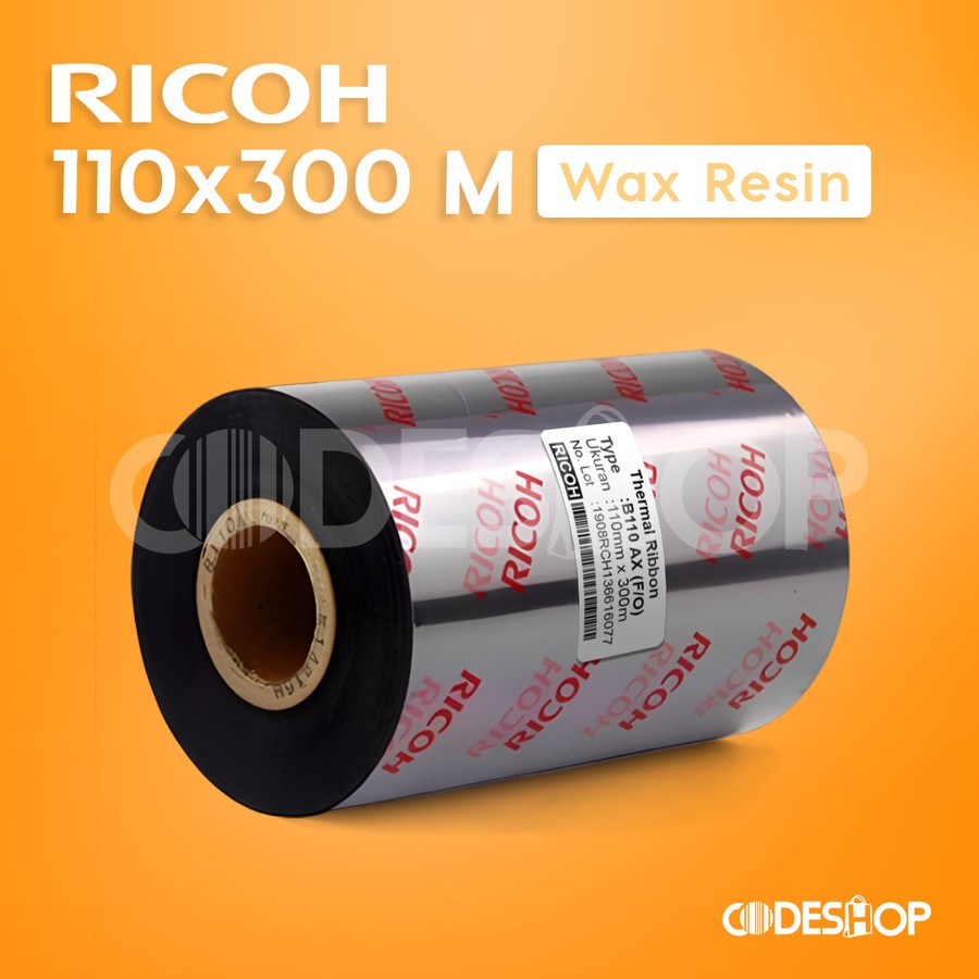 Jual Ribbon Barcode Ricoh B110AX Wax Resin Ukuran 90mm X 300m | 90mm X ...