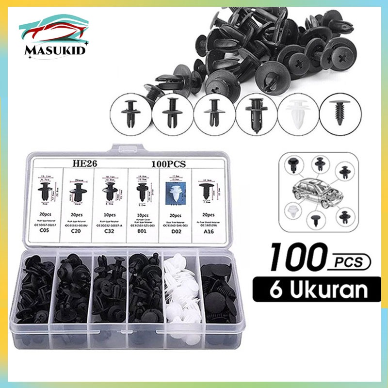 Jual 100 PCS Baut Rivet Mobil Universal/Clip Trim Kit Mobil/Car Push ...